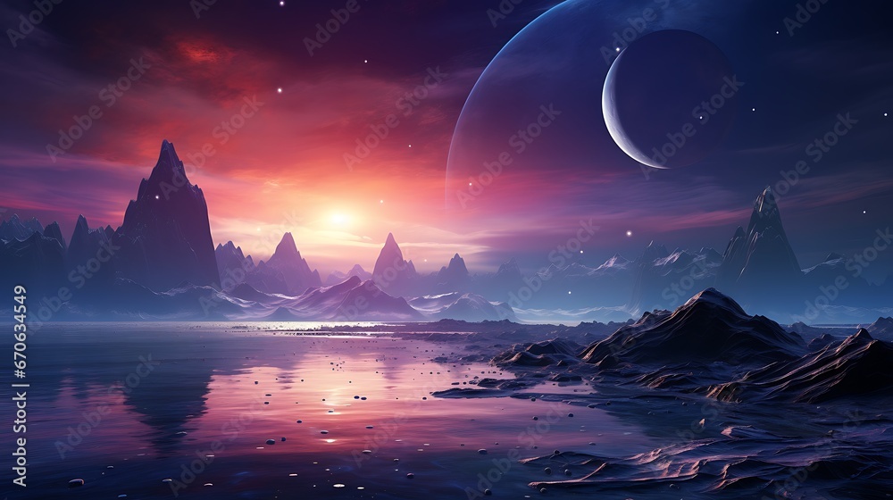 Science fiction images - Alien planet: “alien planet with two suns and ...