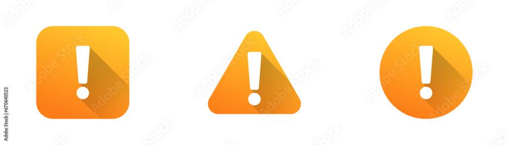 Warning sign icon. Gradient yellow attention sign line icons set with ...