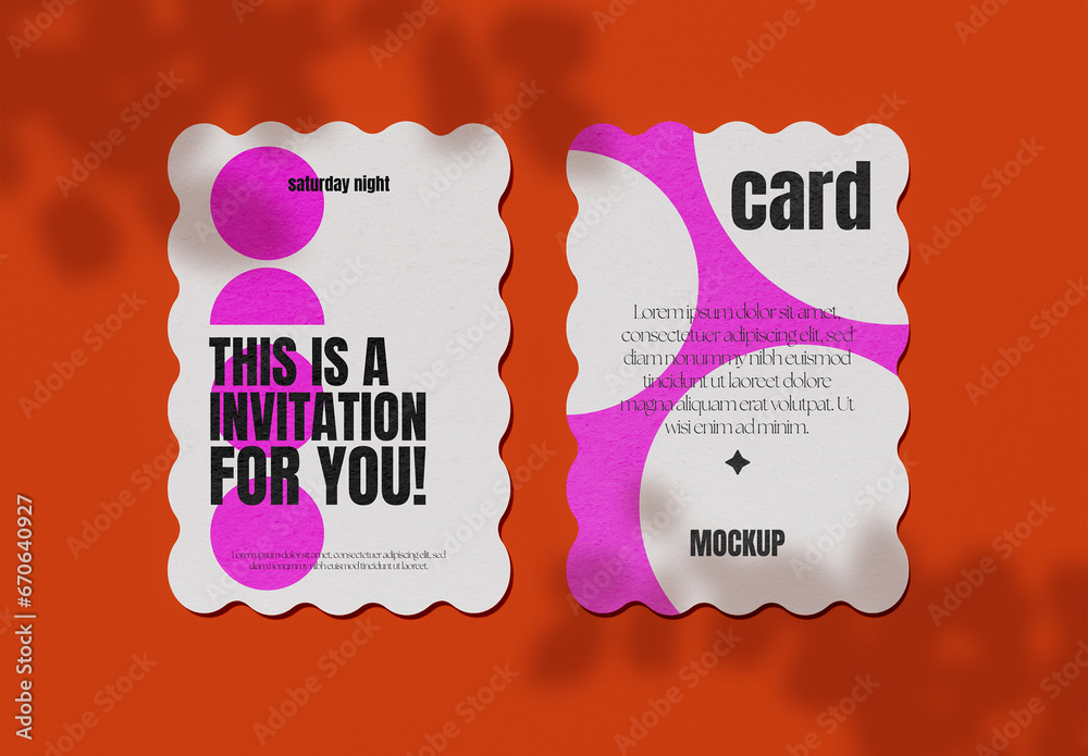 Two Wavy Edges Cards Mockup Stock Template | Adobe Stock