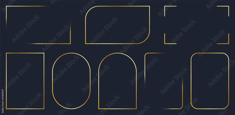 Golden frames set. Gold frame angles and border elements. Luxury ...