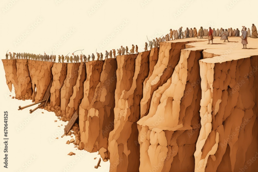 The Battle of Jericho. The walls of Jericho collapsing as the ...