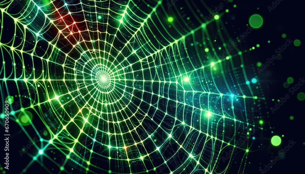 Dark Web Concept, Glowing Neon Spiderweb, Cybersecurity, Digital ...