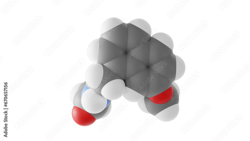 agomelatine molecule, atypical antidepressant, molecular structure, isolated 3d model van der ...