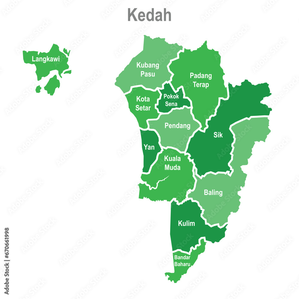 Map of Kedah Darul Aman, Malaysia Stock Vector | Adobe Stock