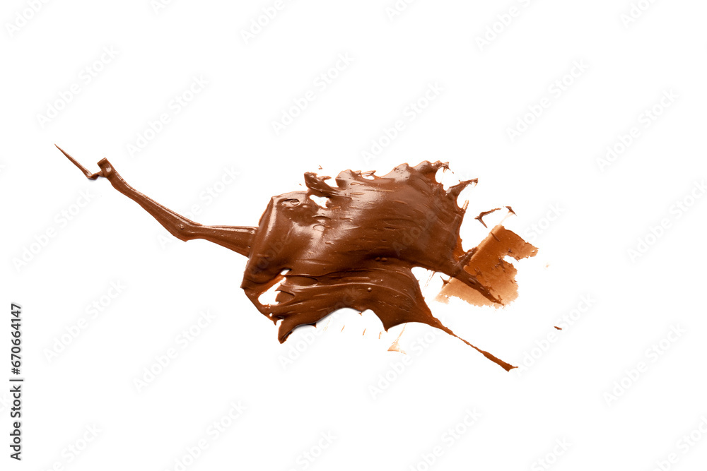 Chocolate Smear Isolated, Melted Chocolate Texture on White Background ...