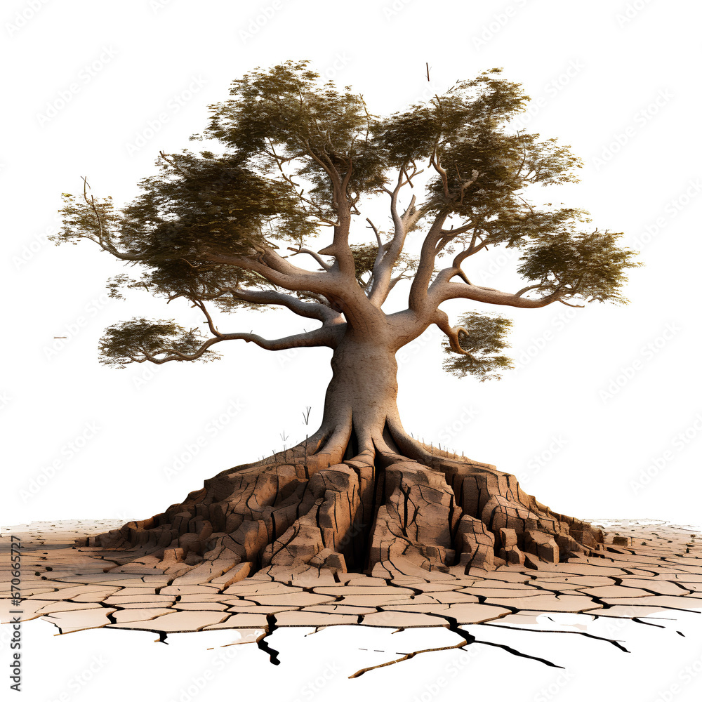 Trees on barren land on transparent background PNG. Environment and ...