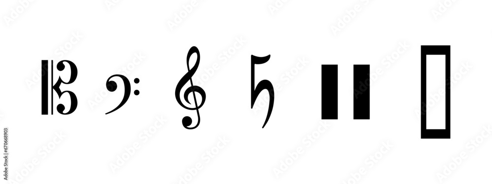 Music notes icon set, Standard music notes symbol set, vector ...