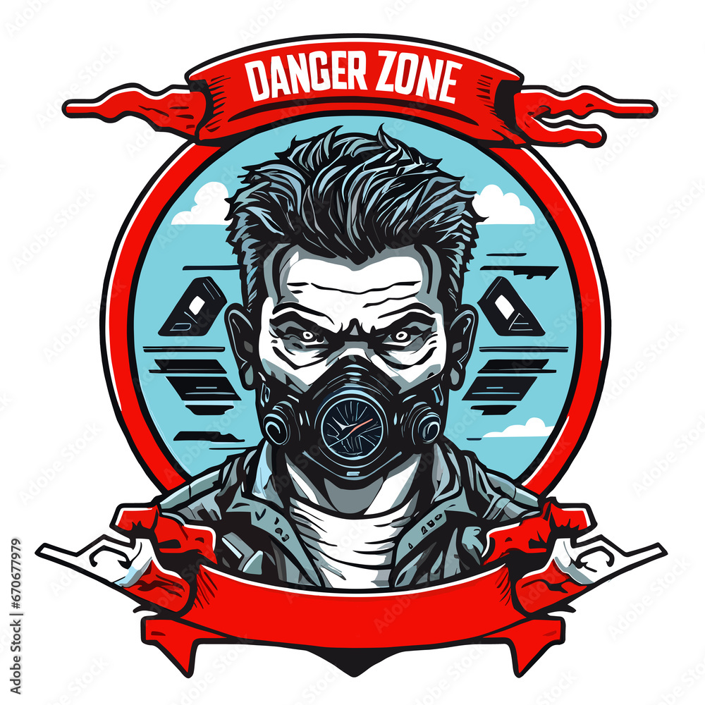 Emblem of a head in a gas mask symbolizing a dangerous zone Stock ...