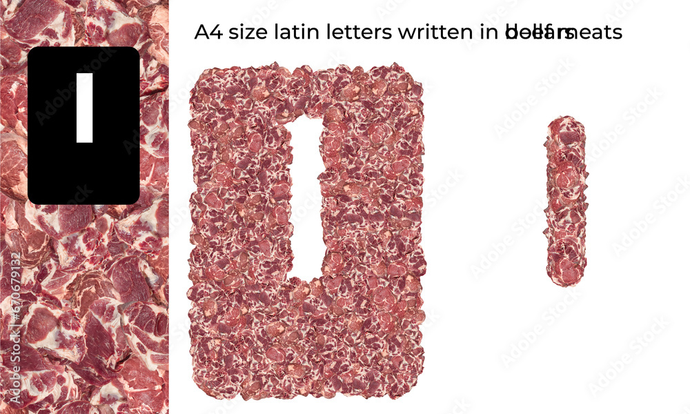 A4 size latin letters written in beef meats Stock Photo | Adobe Stock