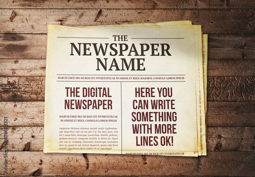 Newspaper with Editable Cover Text and Mockup 02 Stock Template | Adobe ...