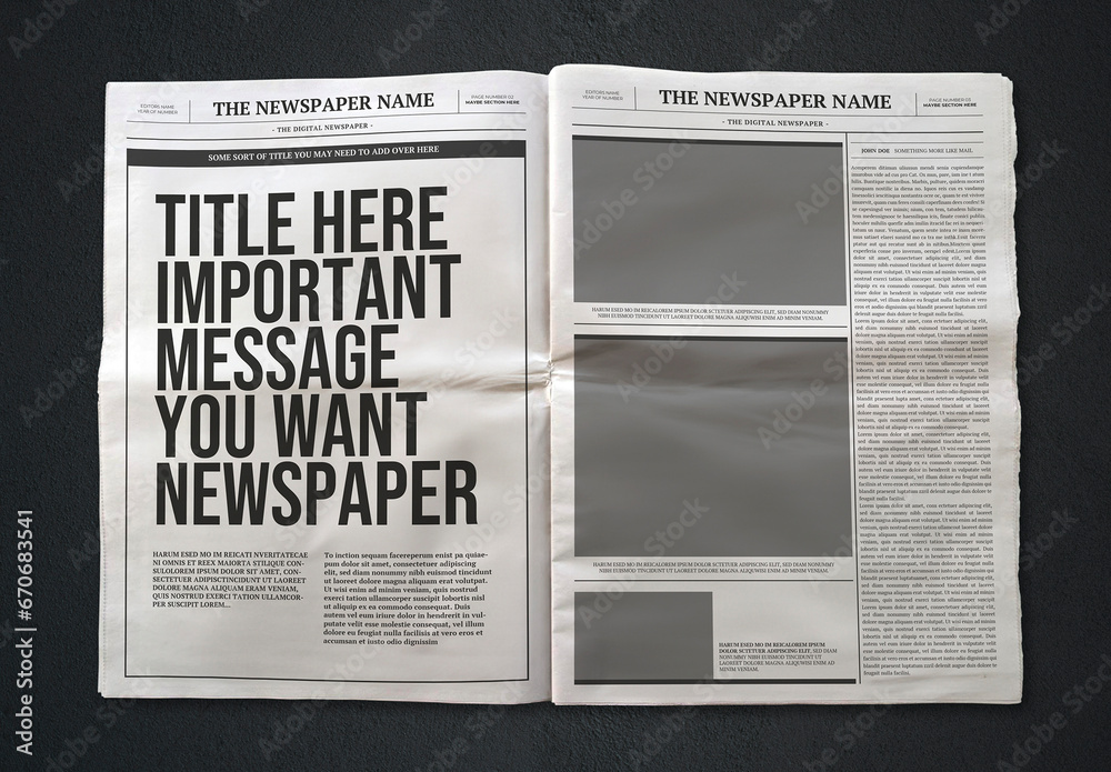 Newspaper with Editable Content Text and Mockup Stock Template | Adobe ...