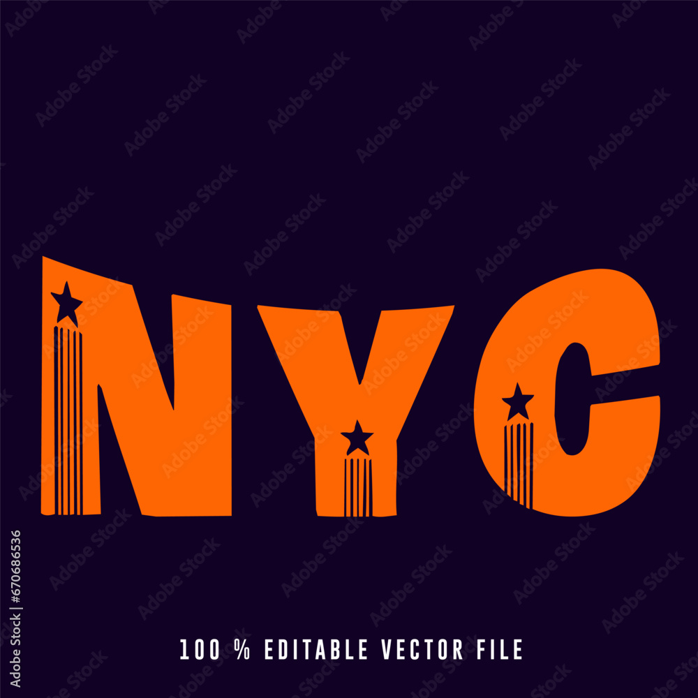 Hello NYC text effect vector. Editable college t-shirt design printable ...