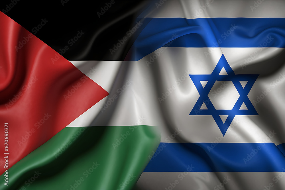Waving Israeli and Palestine flags, Official colors and proportion ...