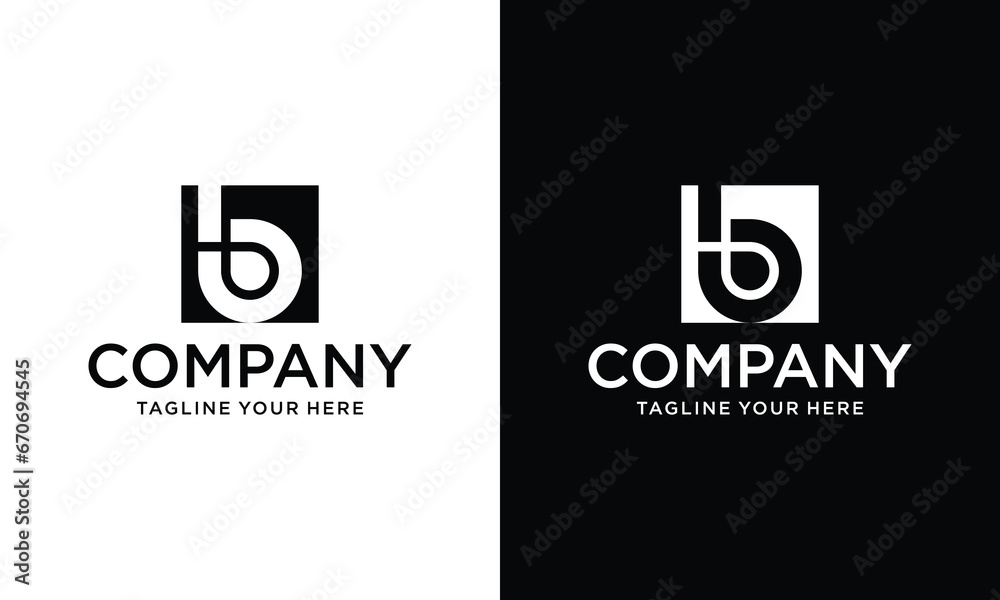 Negative space b letter on square shape simple minimal logo icon sign ...