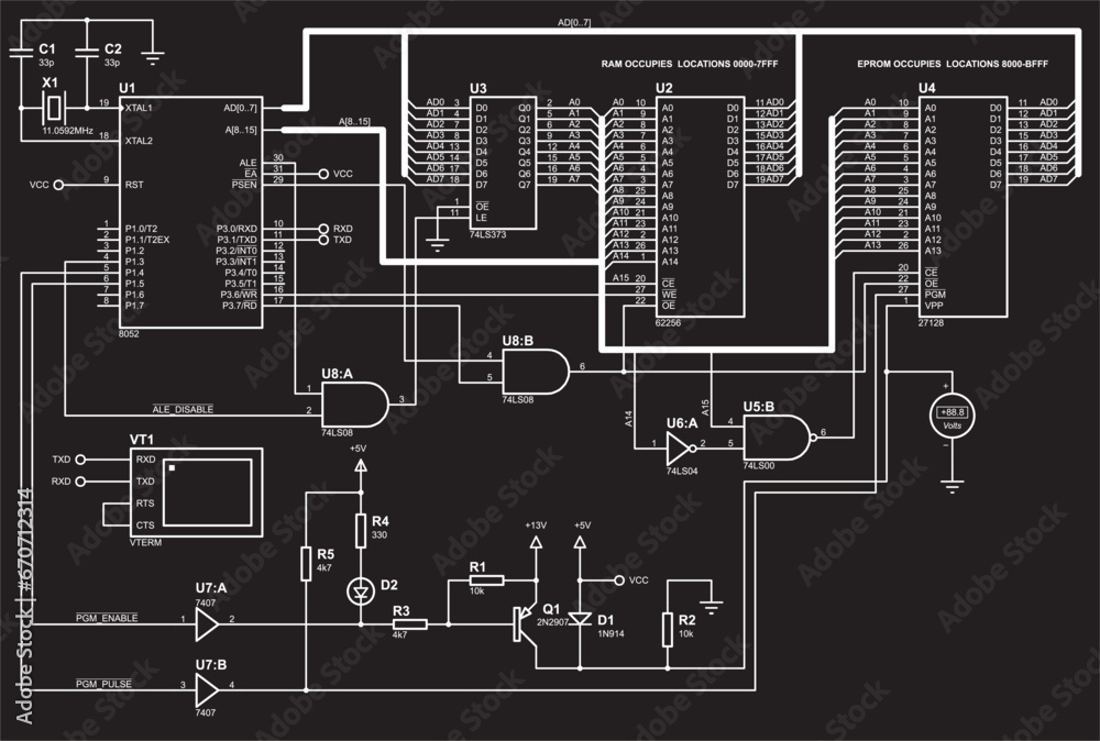Schematic diagram of electronic device. Vector drawing electrical ...