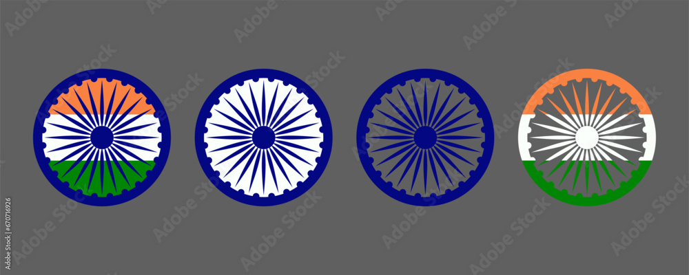 Ashok Chakra set. Indian flag signs set. Independence Day of India ...