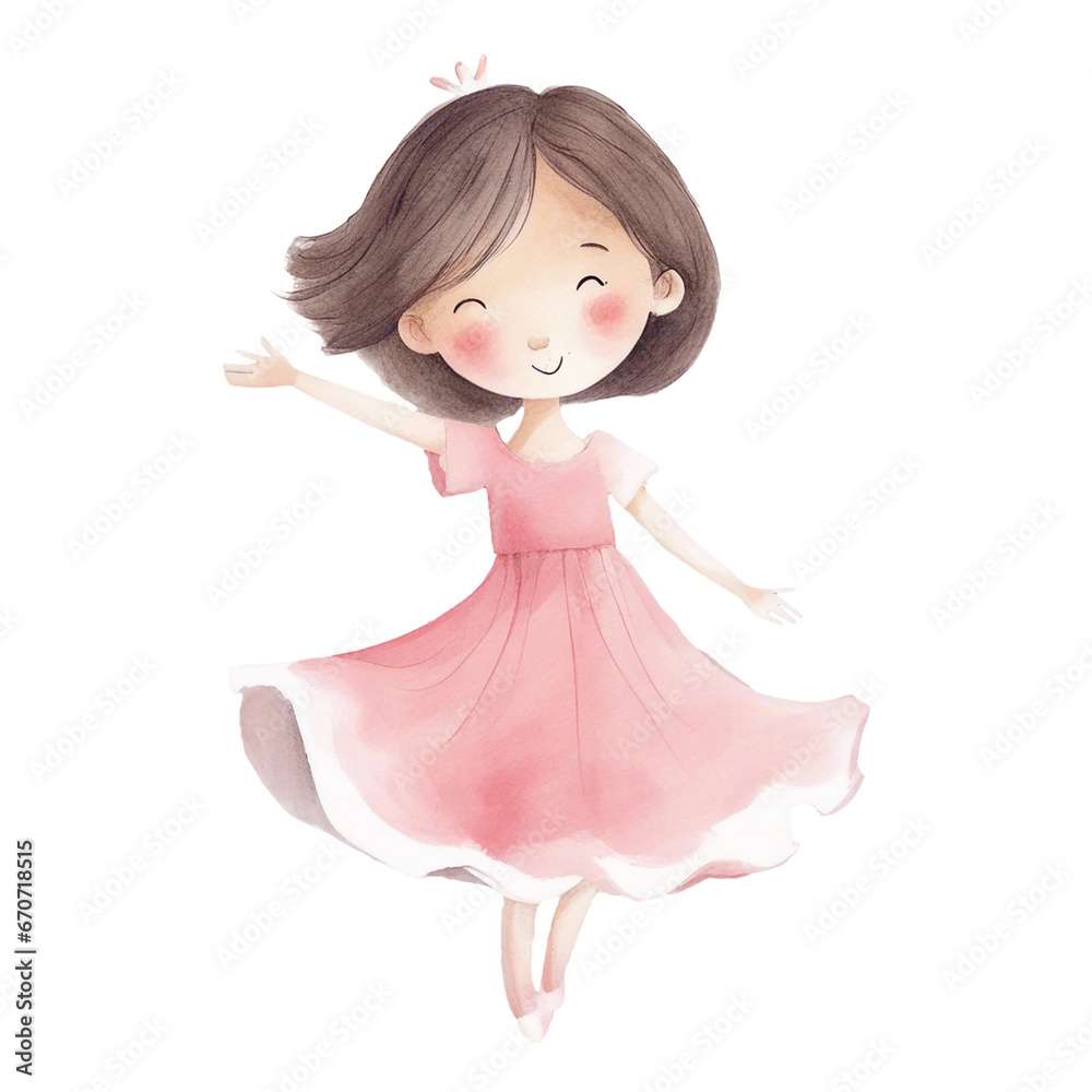 Little Pink Princess, Cute Hand Painted Style, Childish Watercolor ...
