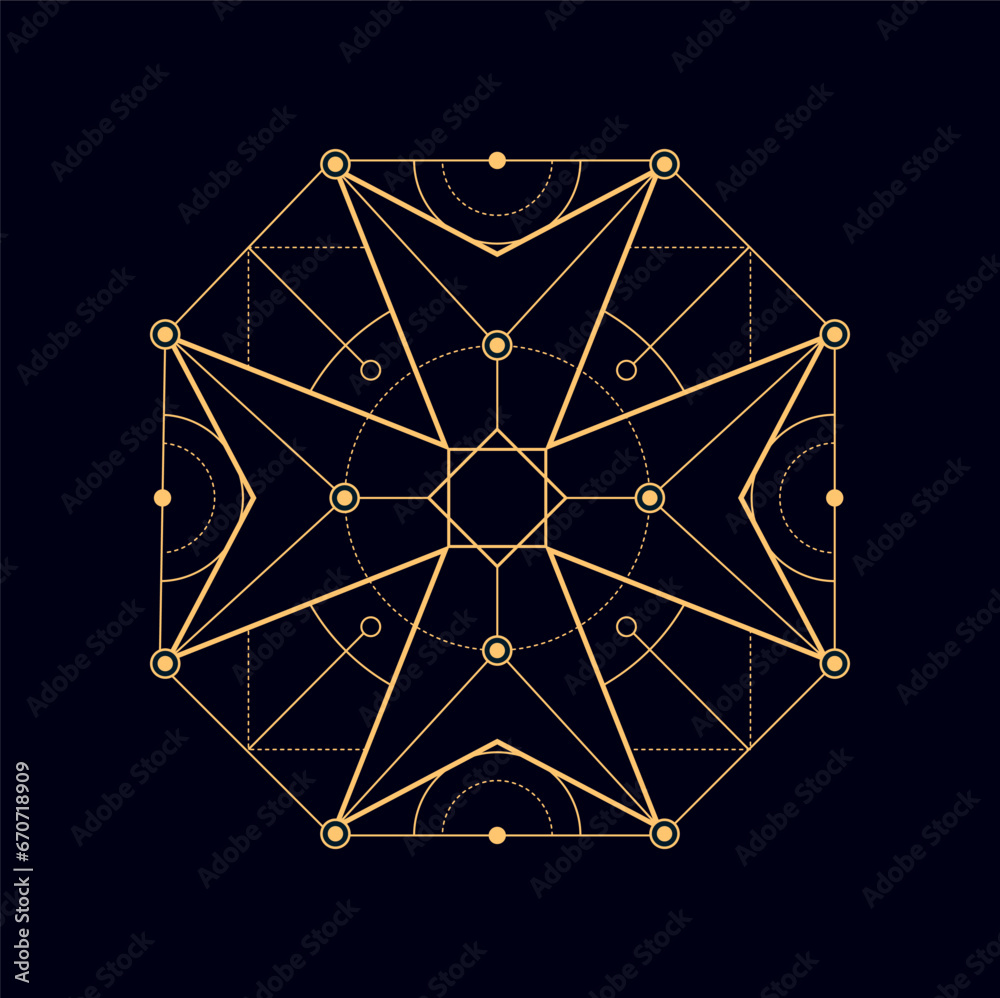Alchemy symbol, myth and meditation pentagram. Vector tribal geometric ...
