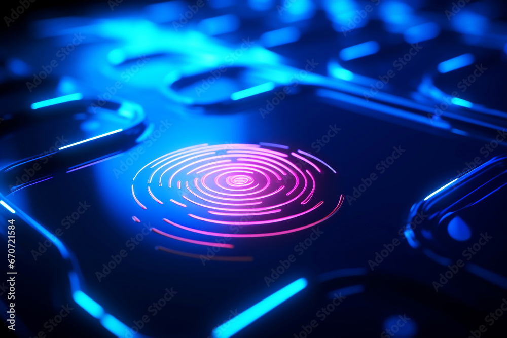 Abstract background of technology. Concept of fingerprint, button scan ...