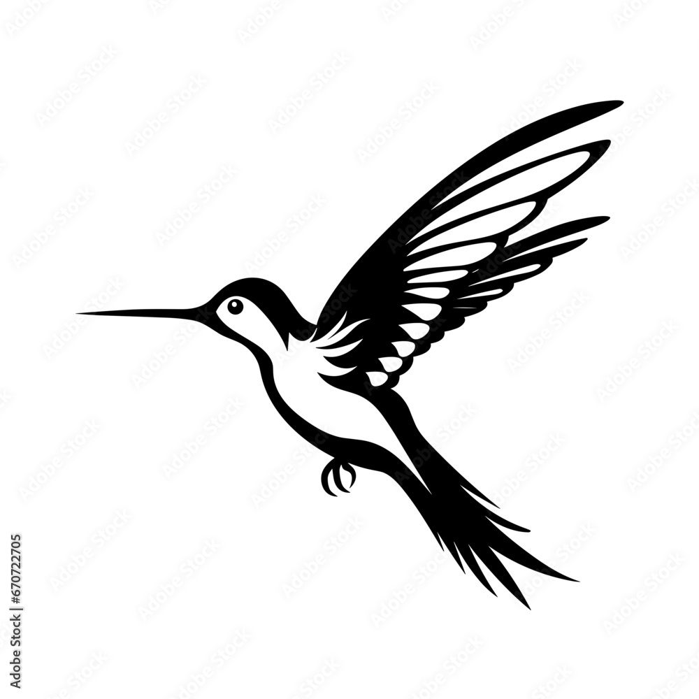 minimalistic 2D logo of a hummingbird taking flight Stock Vector ...