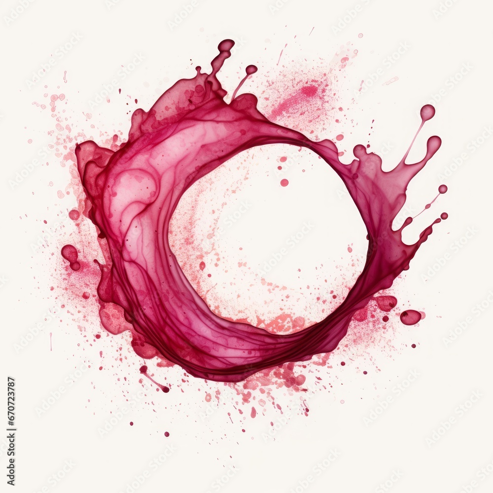 Wine stain red watercolor glass mark ring circle isolated drink ...