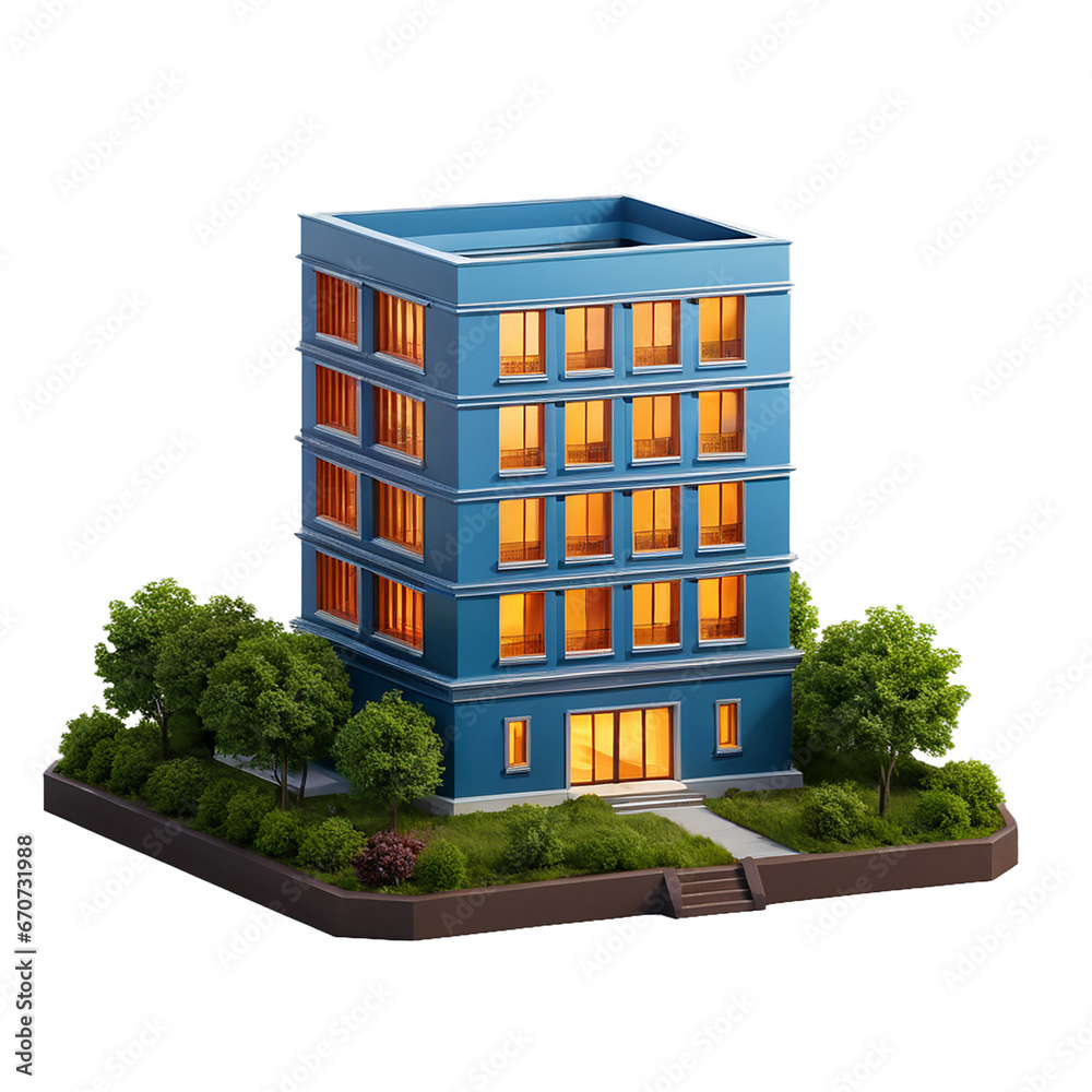 3d modern building on transparent background PNG image Stock ...