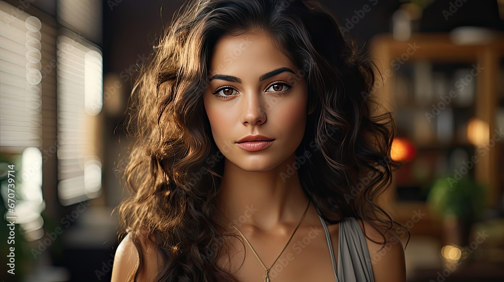 Headshot portrait of confident young Indian woman renter or tenant pose ...