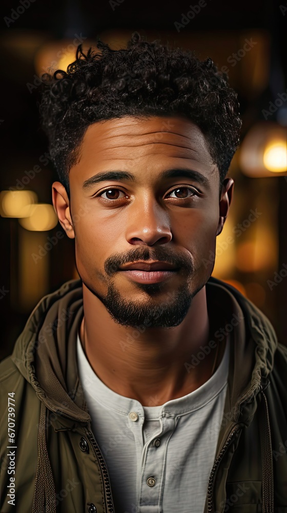 Smiling cheerful young adult african american ethnicity man looking at ...