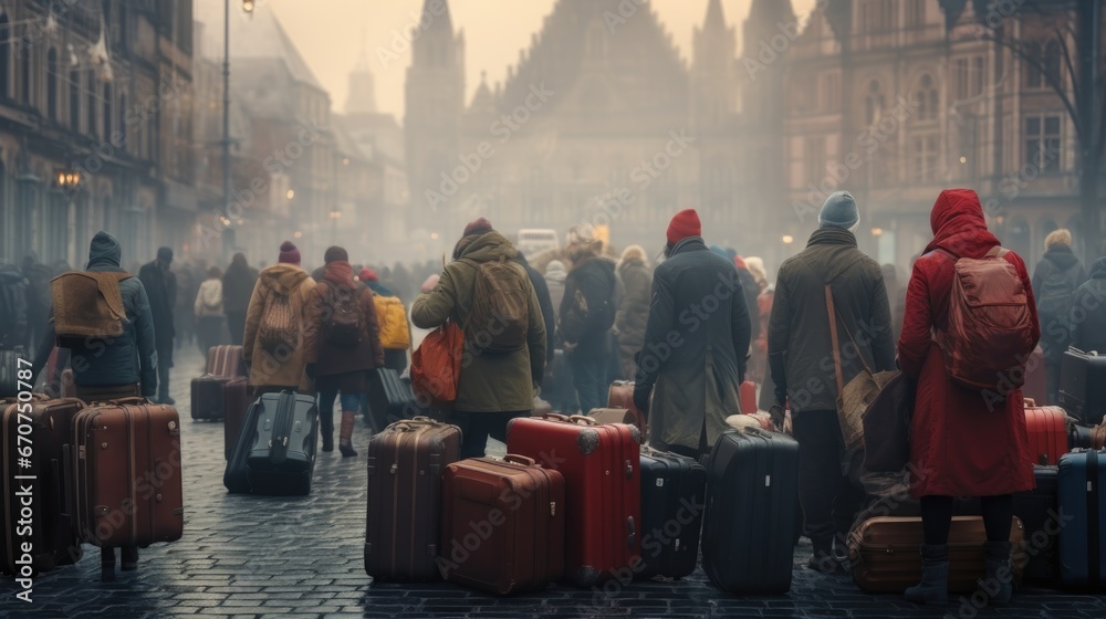 Modern world problem refugees, displaced immigrants emigrants, war ...