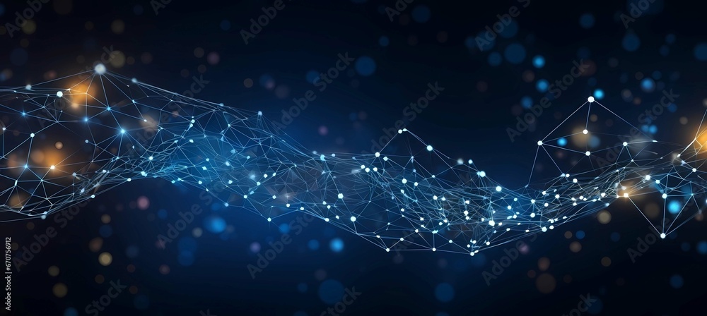 Abstract technology background, network connection structure with dots ...