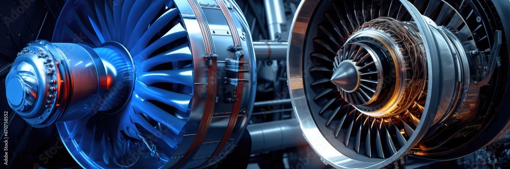 Advanced engineering banner, depicting the turbine blades of a jet ...