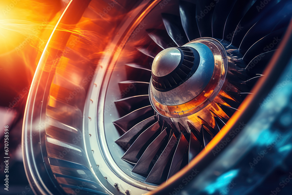 Advanced engineering illustration, depicting the turbine blades of a ...