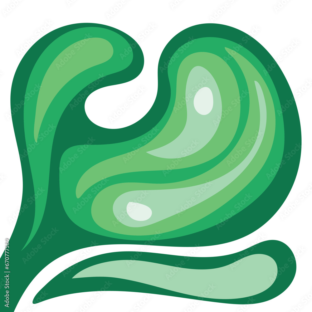 Green liquid chemistry element, splashes collection with an uneven ...