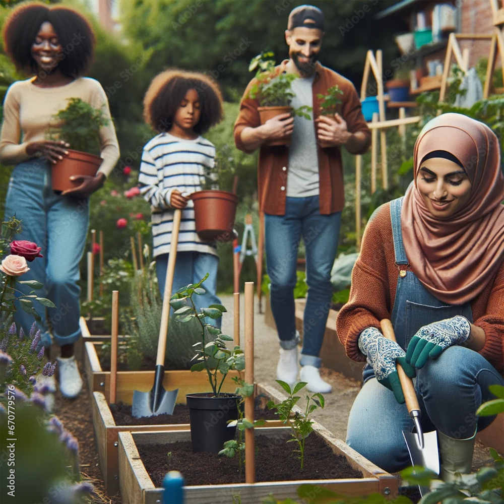 Diverse ethic and inter-generational, mixed-gender people in everyday ...