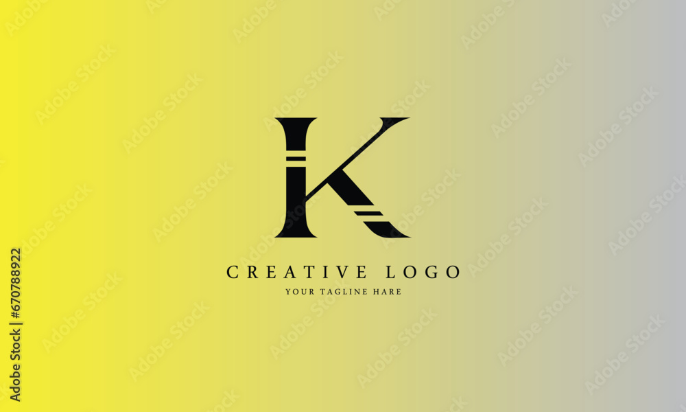 K brand minimal professional creative black logo design for all kinds ...