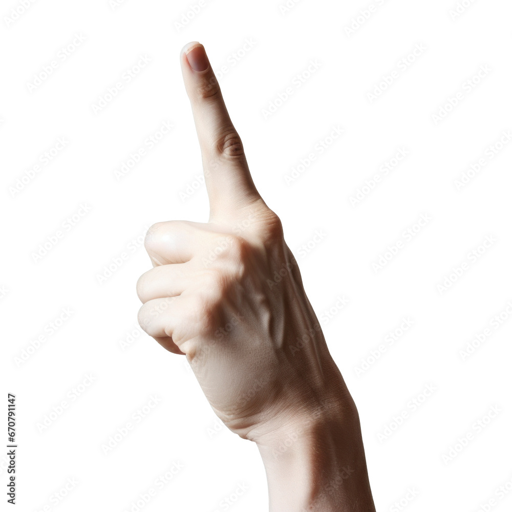 Hand pointing up isolated on a transparent background created with ...