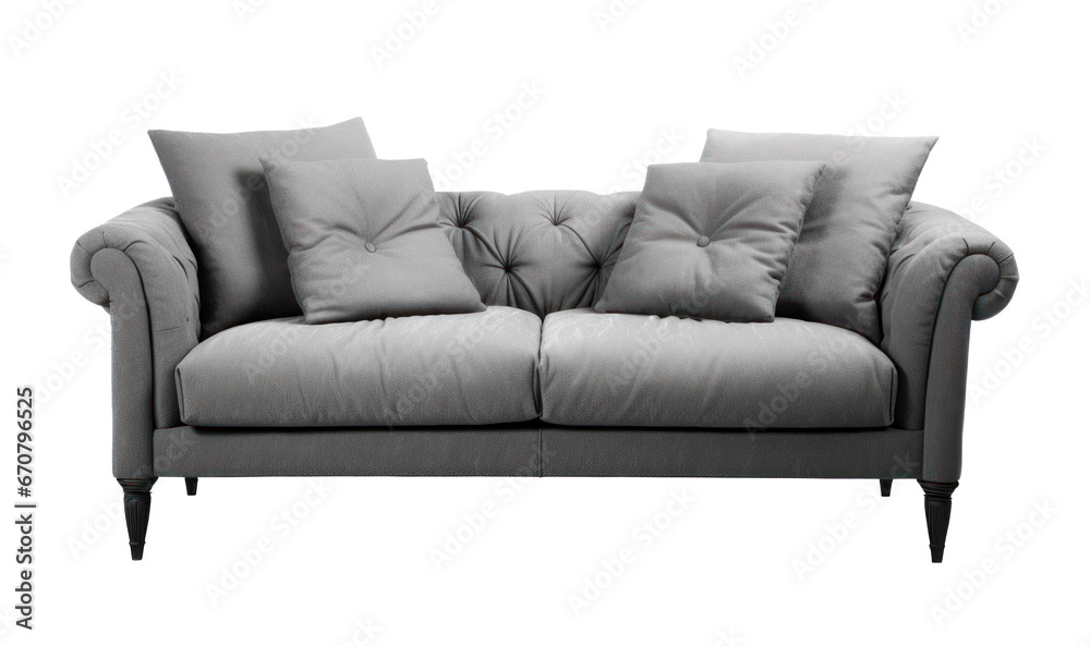Grey couch isolated on a transparent background created with Generative ...