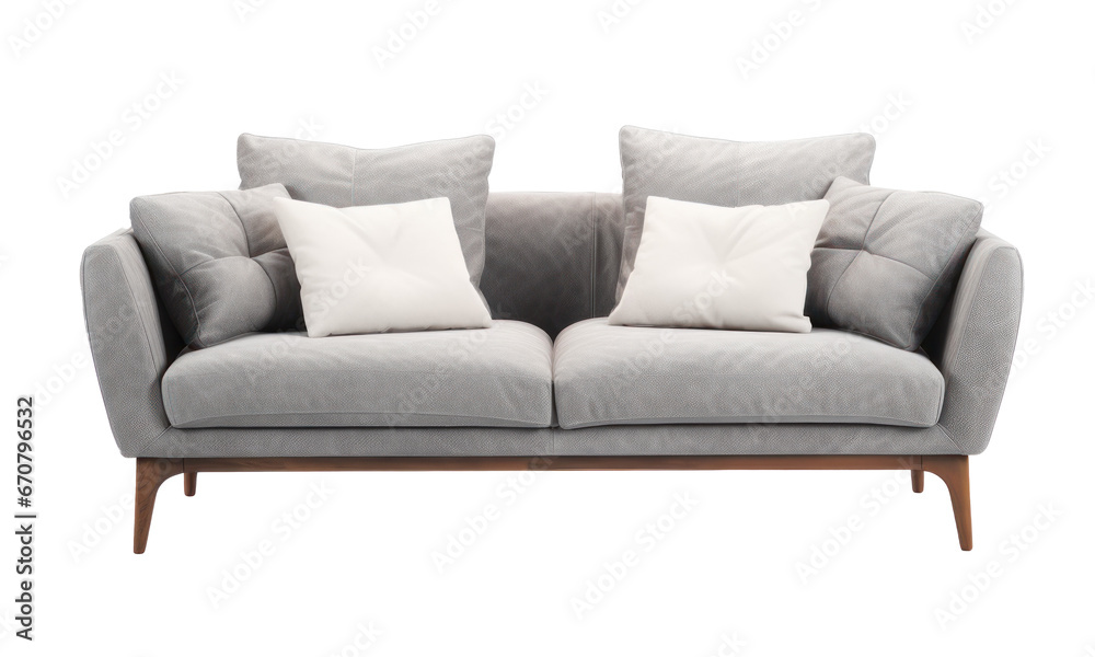 Grey couch isolated on a transparent background created with Generative ...