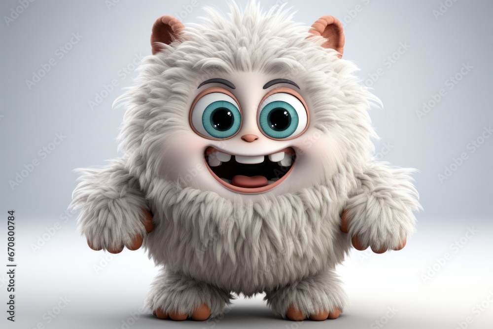 Friendly furry monster with multiple arms and a warm, welcoming ...