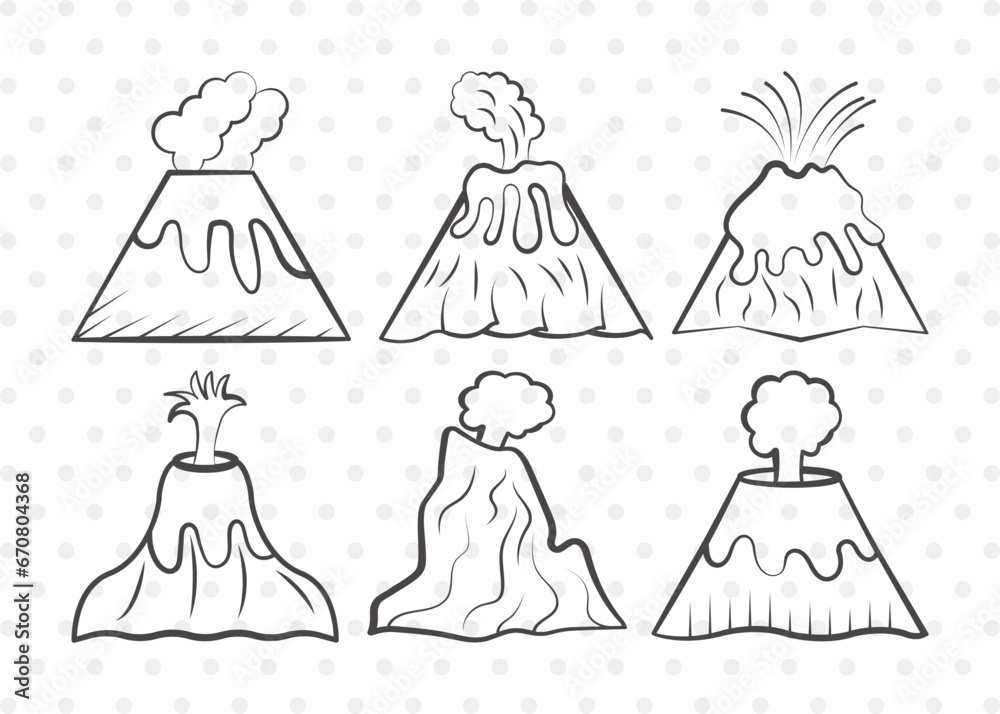 Volcano Clipart SVG Cut File | Lava Svg | Smoke Svg | Mountian Svg ...