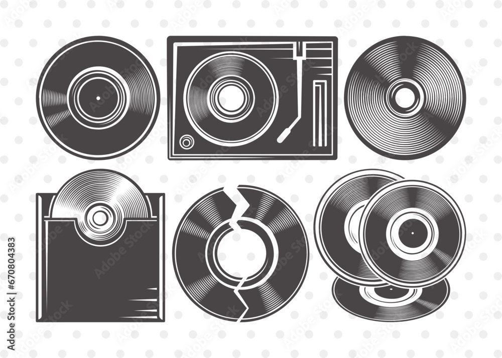 Vinyl Record Clipart SVG Cut File | Vinyl Disc Svg | Vinyl Record Svg ...