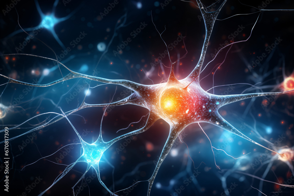 Neurons brain cells medical background, artificial neural network ...