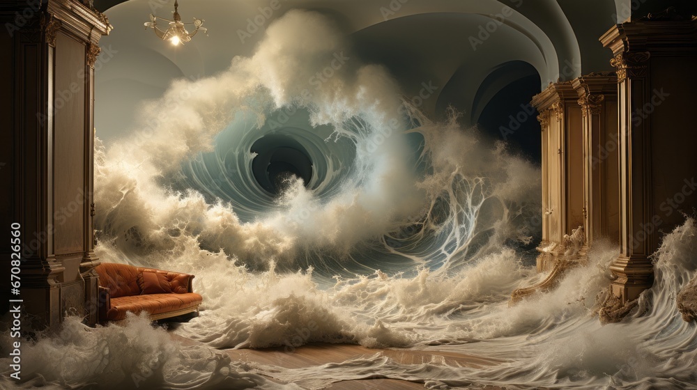 A captivating piece of art showcasing destructive force of nature, as ...
