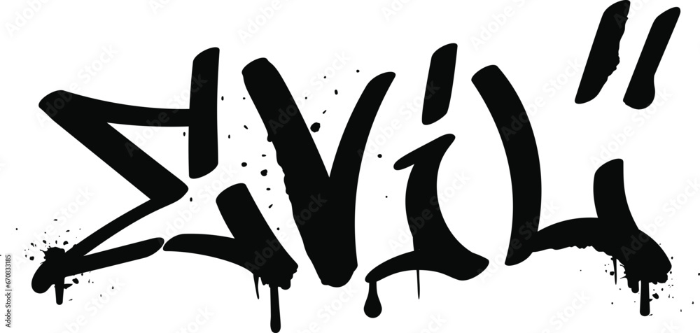 Evil text spray paint Stock Vector | Adobe Stock