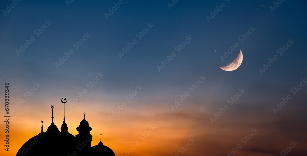 islam ramadan half moon and starry sky festival of ramadan sky ramadan ...