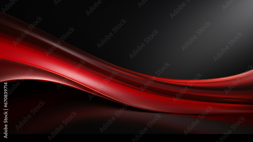 Abstract Red Wave Curve Smooth On Black Design Modern Luxury Technology Background Wave Of