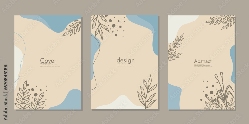 Cover page notebook collection. Templates with abstract autumn leaves ...