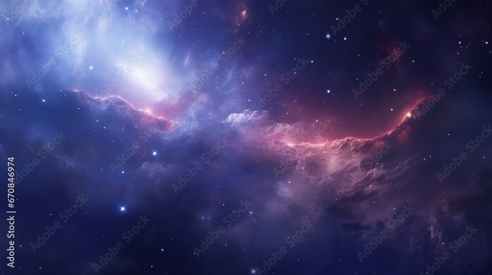 Abstract Space background panoramic, realistic nebula and shining stars ...