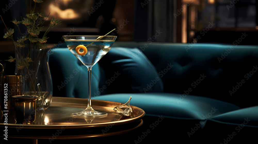 An elegant allure of a classic martini, set against a sophisticated ...