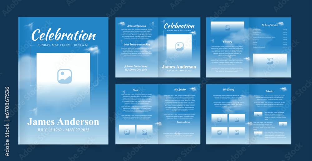 Funeral program and funeral ceremony template design Stock Vector ...